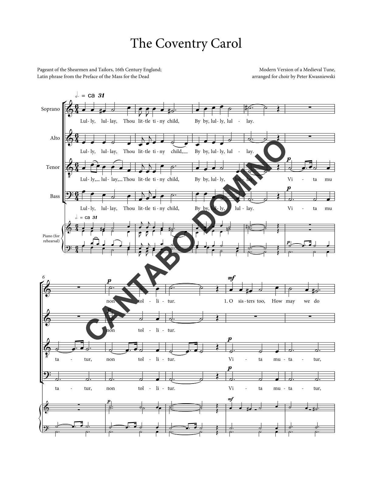 Coventry Carol – Cantabo Domino